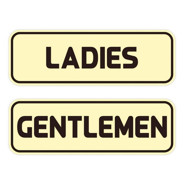 Standard Ladies Gentlemen Restroom Sign Set - Ivory / Dark Brown Large ...