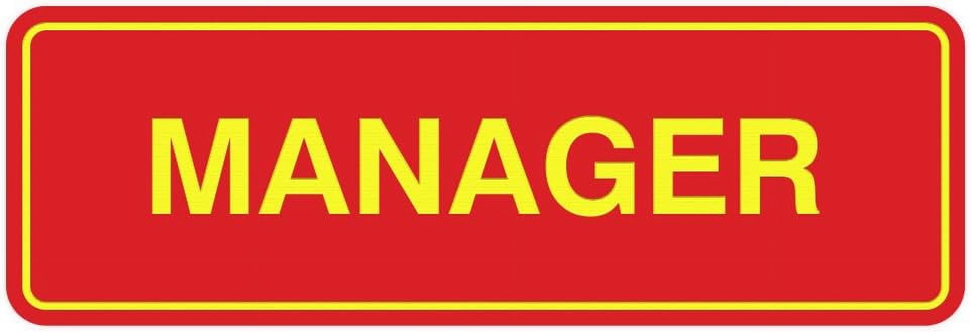 Standard Manager Door/Wall Sign - Red/Yellow - Large - Walmart.com