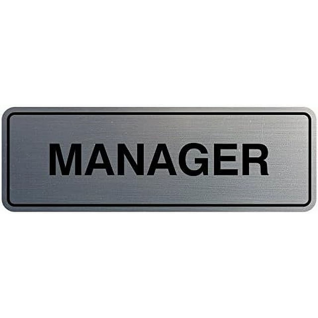 Standard Manager Door/Wall Sign - Silver - Large - Walmart.com