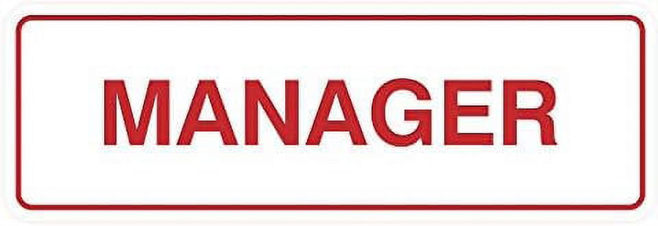 Standard Manager Door/Wall Sign - White/Red - Medium - Walmart.com
