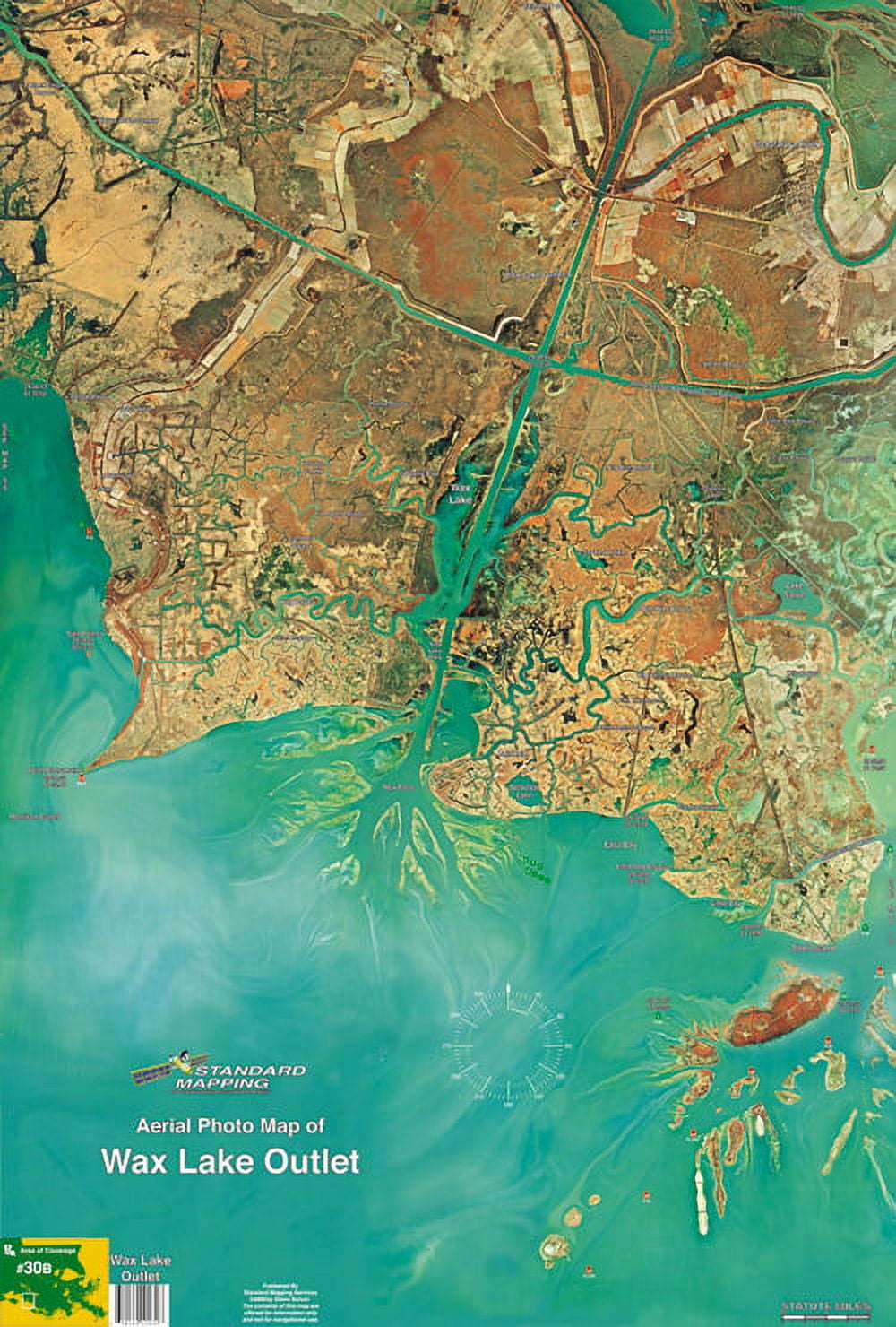 Standard Map M030 Laminated Wax Lake Outlet Fishing Map - Walmart.com