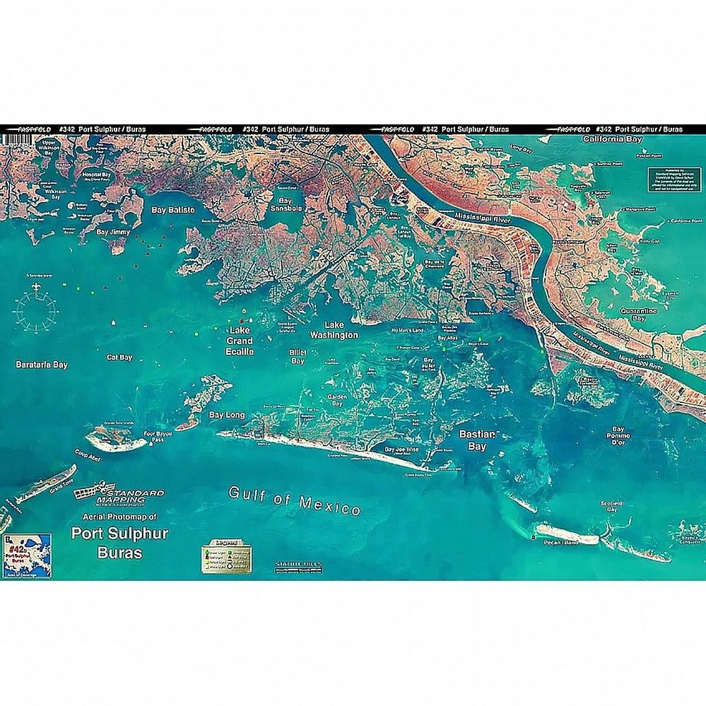 Standard Map M042 Laminated Port Sulphur To Buras Fishing Map - Walmart.com