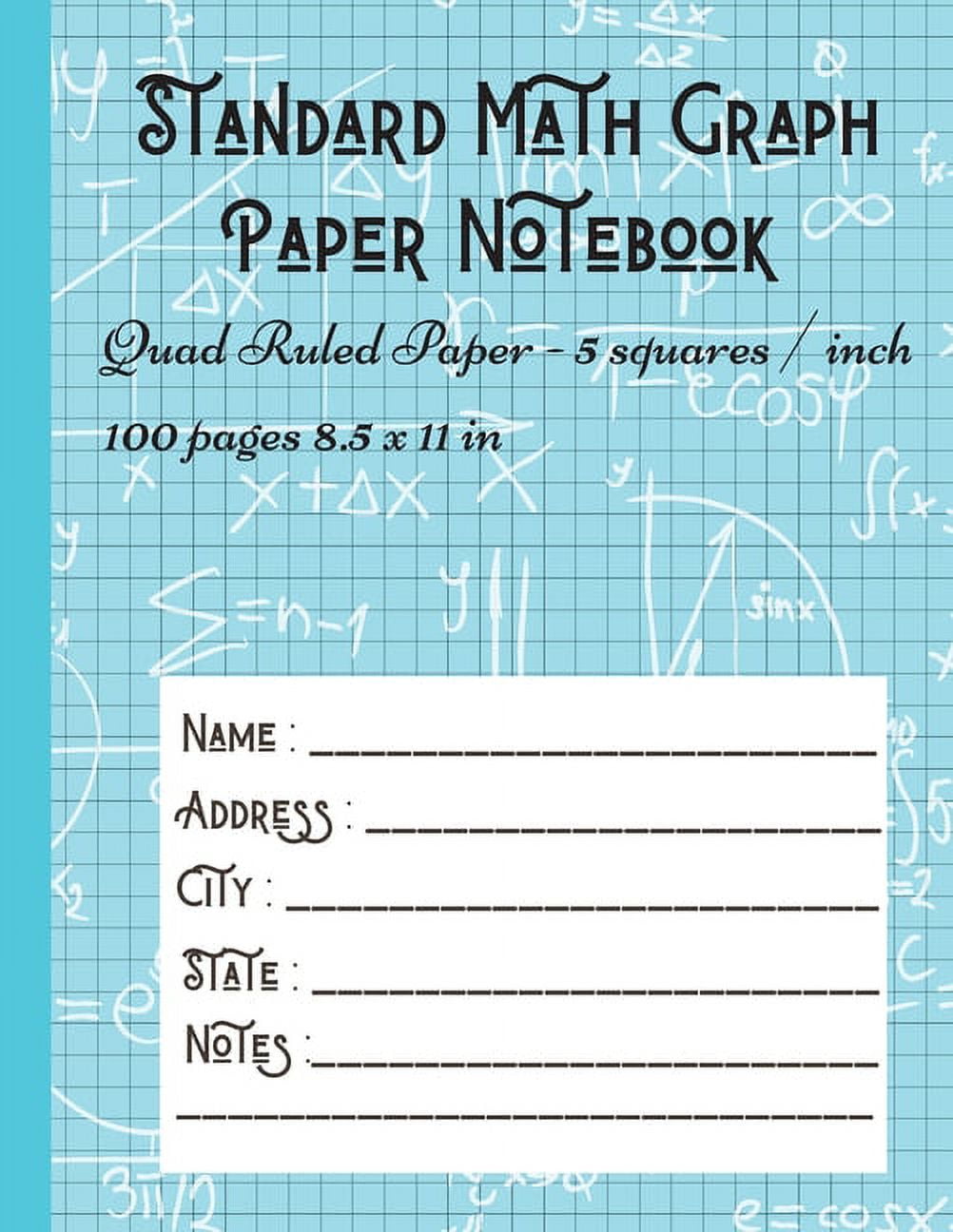 Standard Math Graph Paper Notebook - Quad Ruled Paper - 5 squares ...