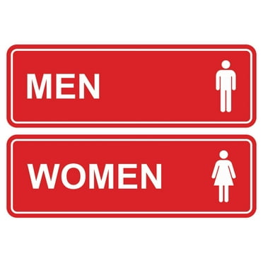 Restroom Signs (Brush Aluminum Set of 2) - Modern Restroom Sign ...