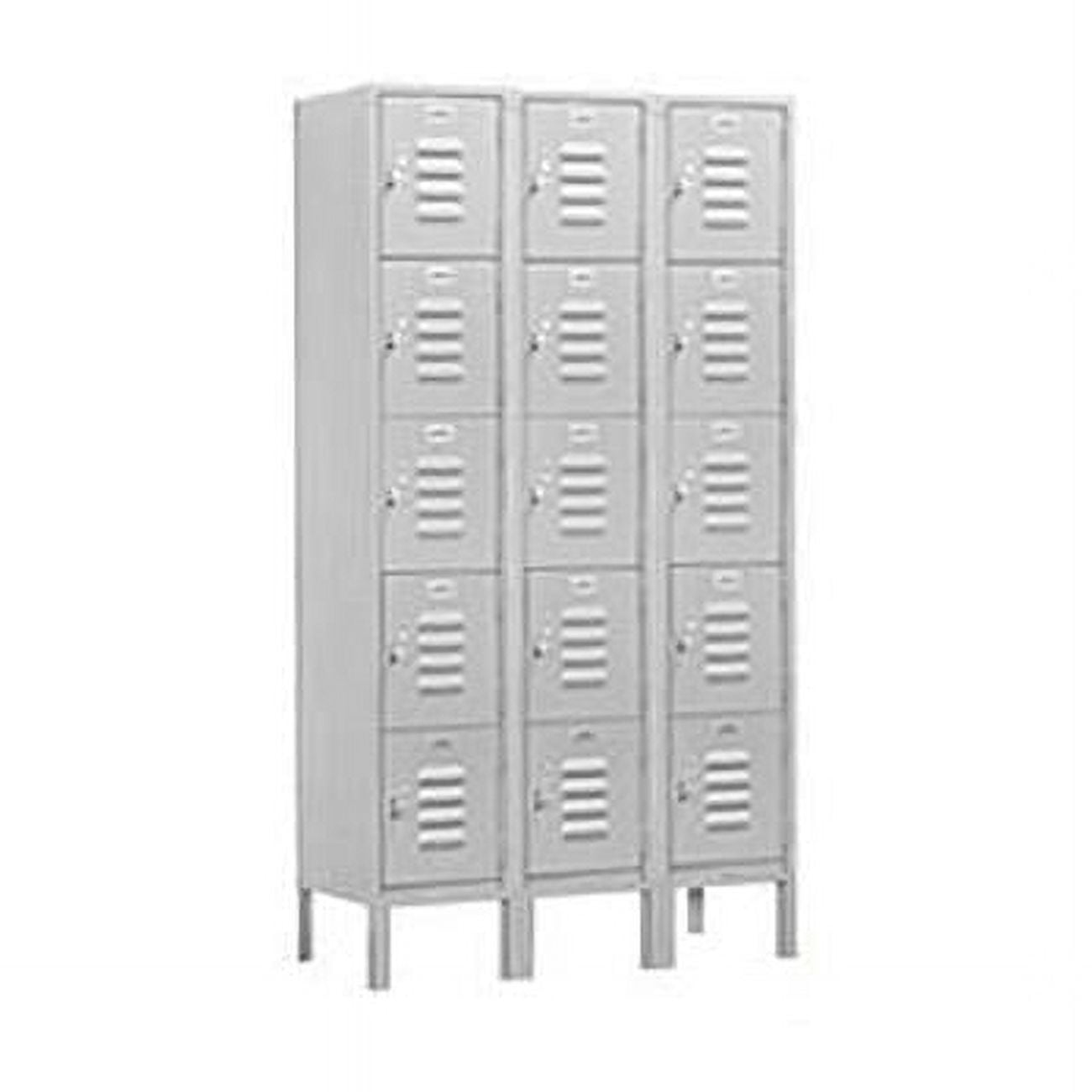 Standard Metal Locker-Five Tier Box Style-3 Wide-Gray-Assembled ...