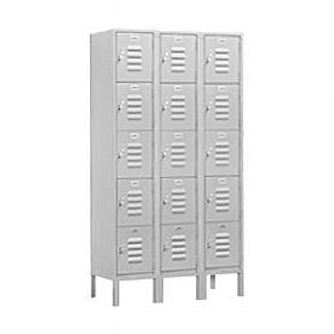 Standard Metal Locker - Gray - 12in.W x 78in.H x 12in.D - Five Tier Box ...