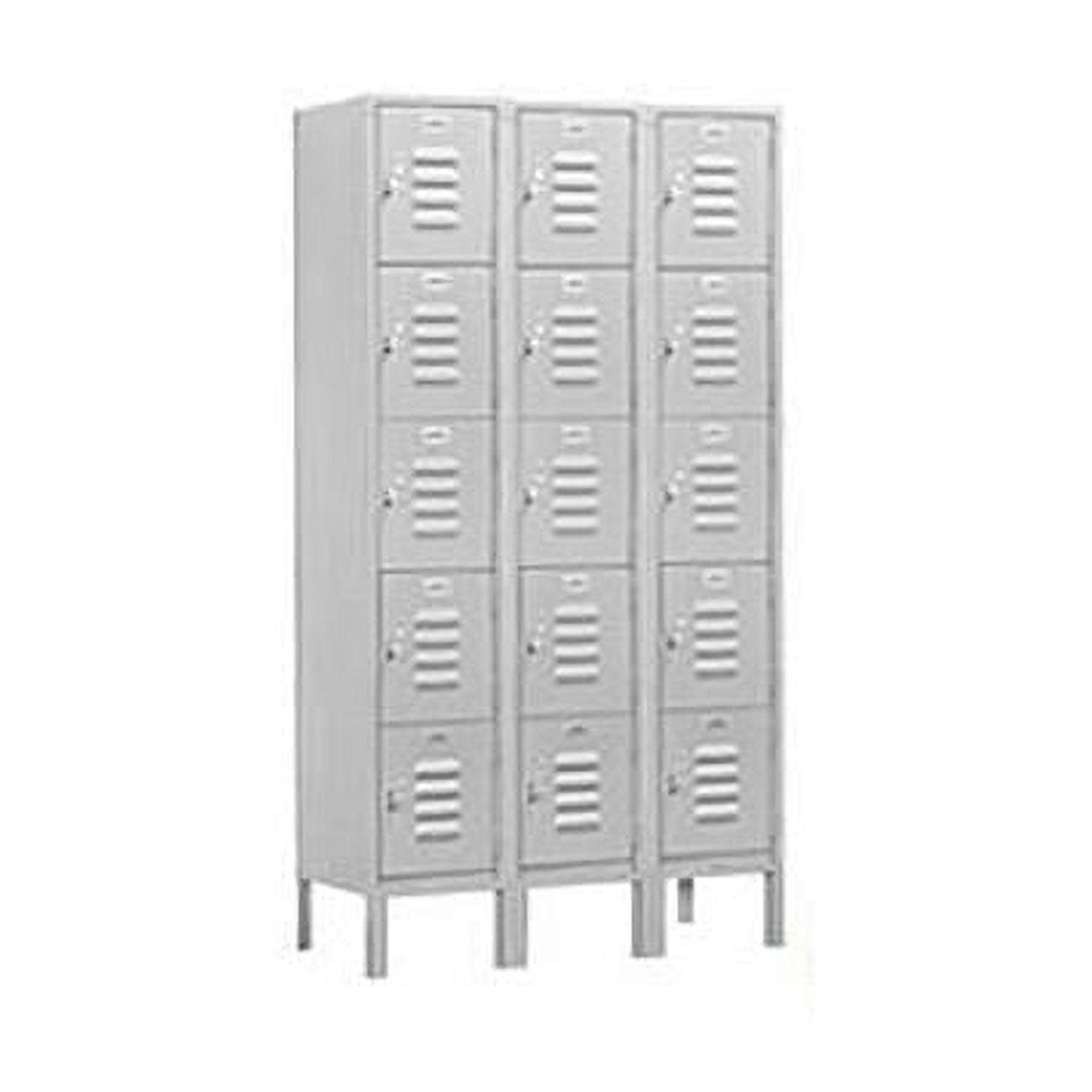 Standard Metal Locker - Gray - 36in. W x 66in. H x 15in. D - Five Tier ...