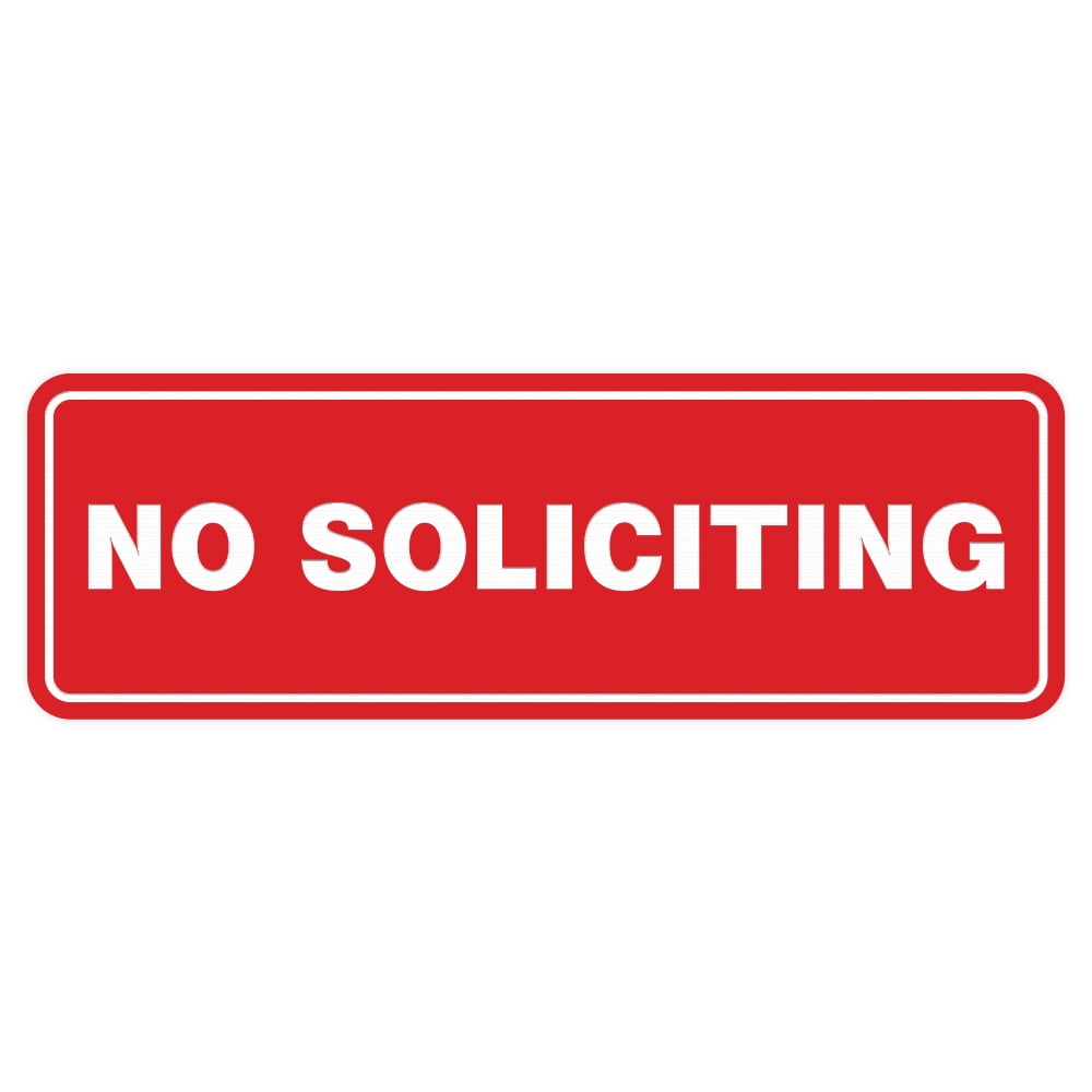 Standard No Soliciting Sign -Red - Large 3" X 9" - Walmart.com