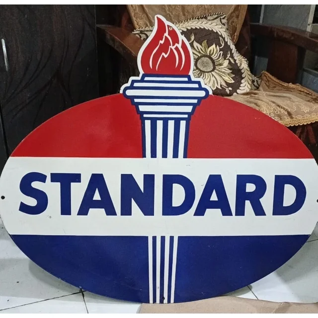 Standard Oil Pure Porcelain Enamel Heavy Metal Sign 30 Inches Double ...