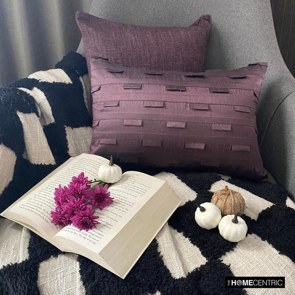 Standard Pillow Covers, Handmade Plum Standard Pillow Shams, Solid ...