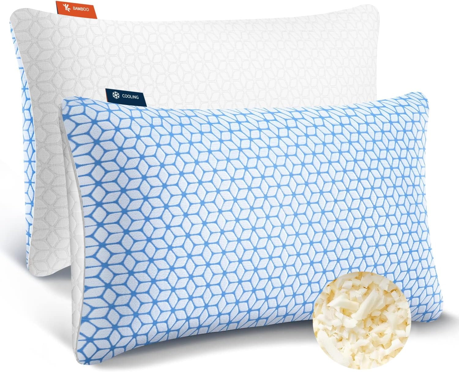 Standard Pillows Set of 2, Firm Pillows Standard Size for Bed Shredded ...