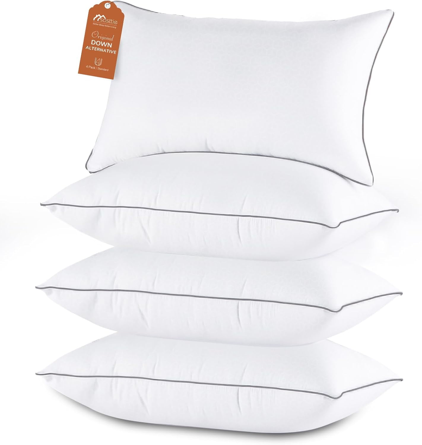 Standard Pillows Set of 4, Full Size Bed Pillows for Side, Back, and ...