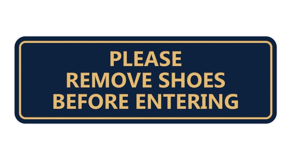 Standard Please Remove Shoes Before Entering Sign(Navy Blue/Gold ...