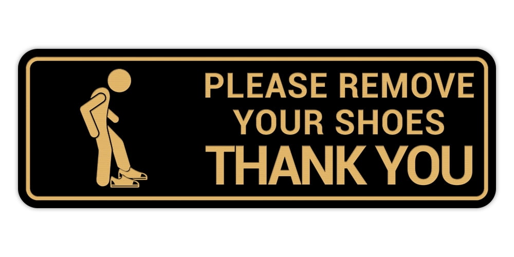 Standard Please Remove Your Shoes Thank You (Stick Man) Sign (Black ...