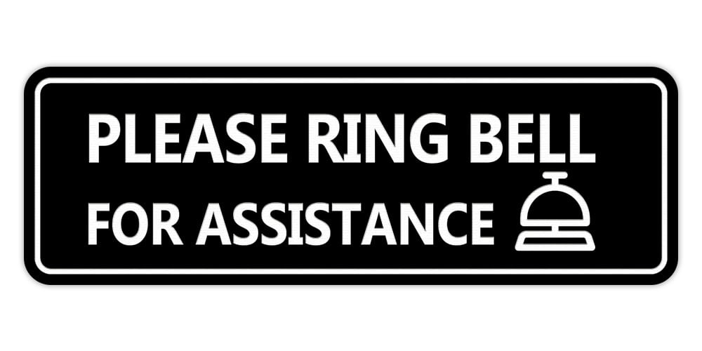Standard Please Ring Bell for Assistance (Bell) Sign (Black) - Small ...