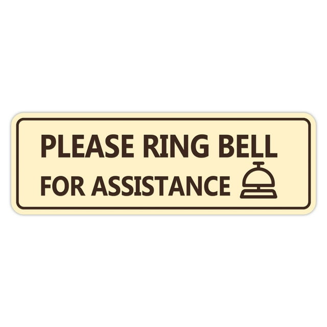 Standard Please Ring Bell for Assistance (Bell) Sign (Ivory/Dark Brown ...