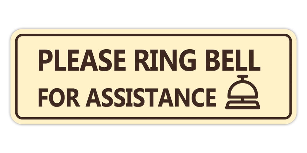 Standard Please Ring Bell for Assistance (Bell) Sign (Ivory/Dark Brown ...