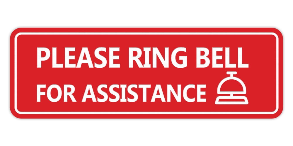 Standard Please Ring Bell for Assistance (Bell) Sign (Red) - Small ...