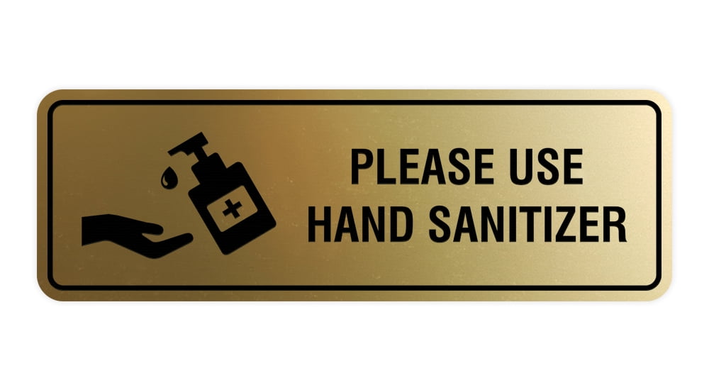 Standard Please Use Hand Sanitizer Sign (Brushed Gold) - Medium 2-3/4 ...