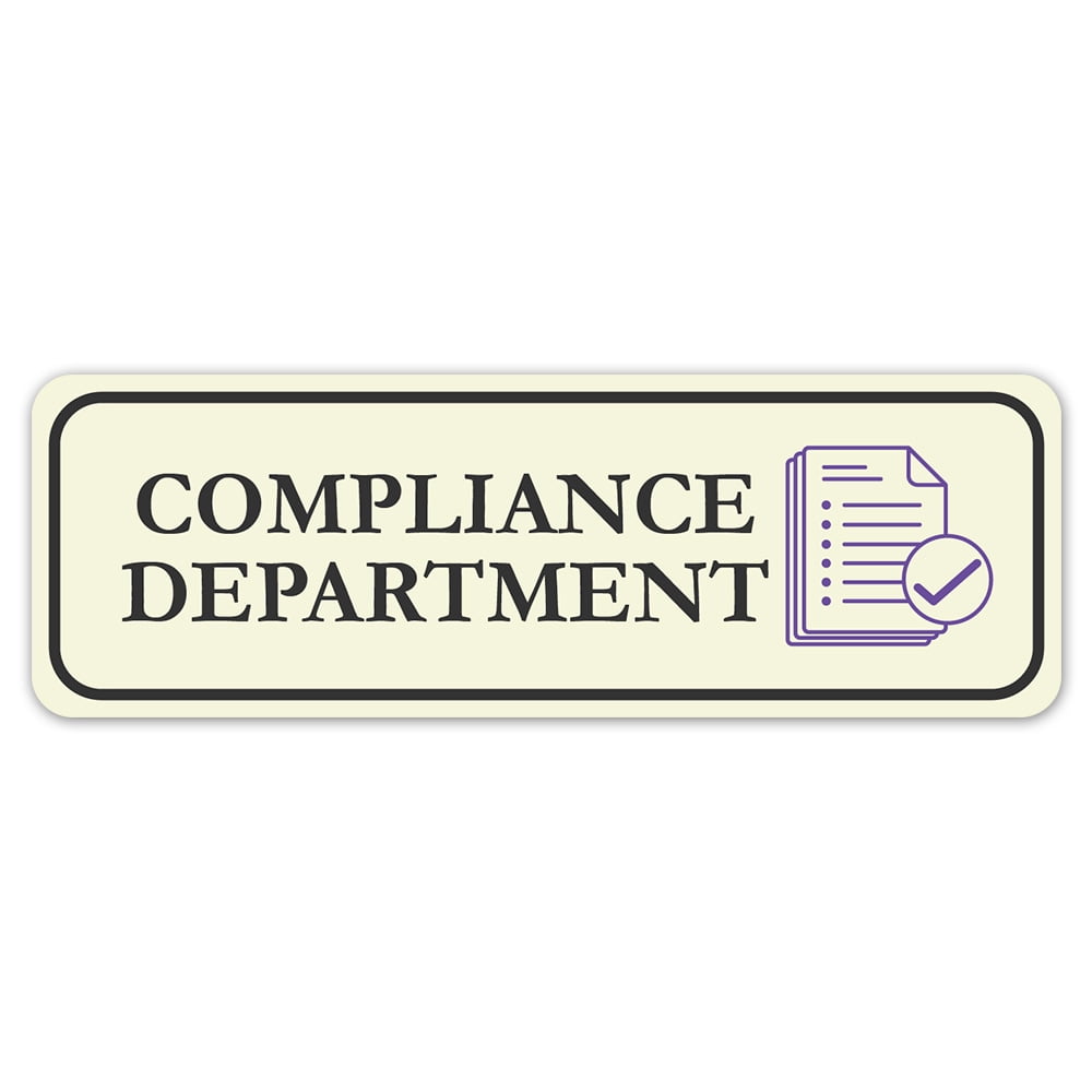 Standard Plus Compliance Department Wall or Door Sign | Office Room ...