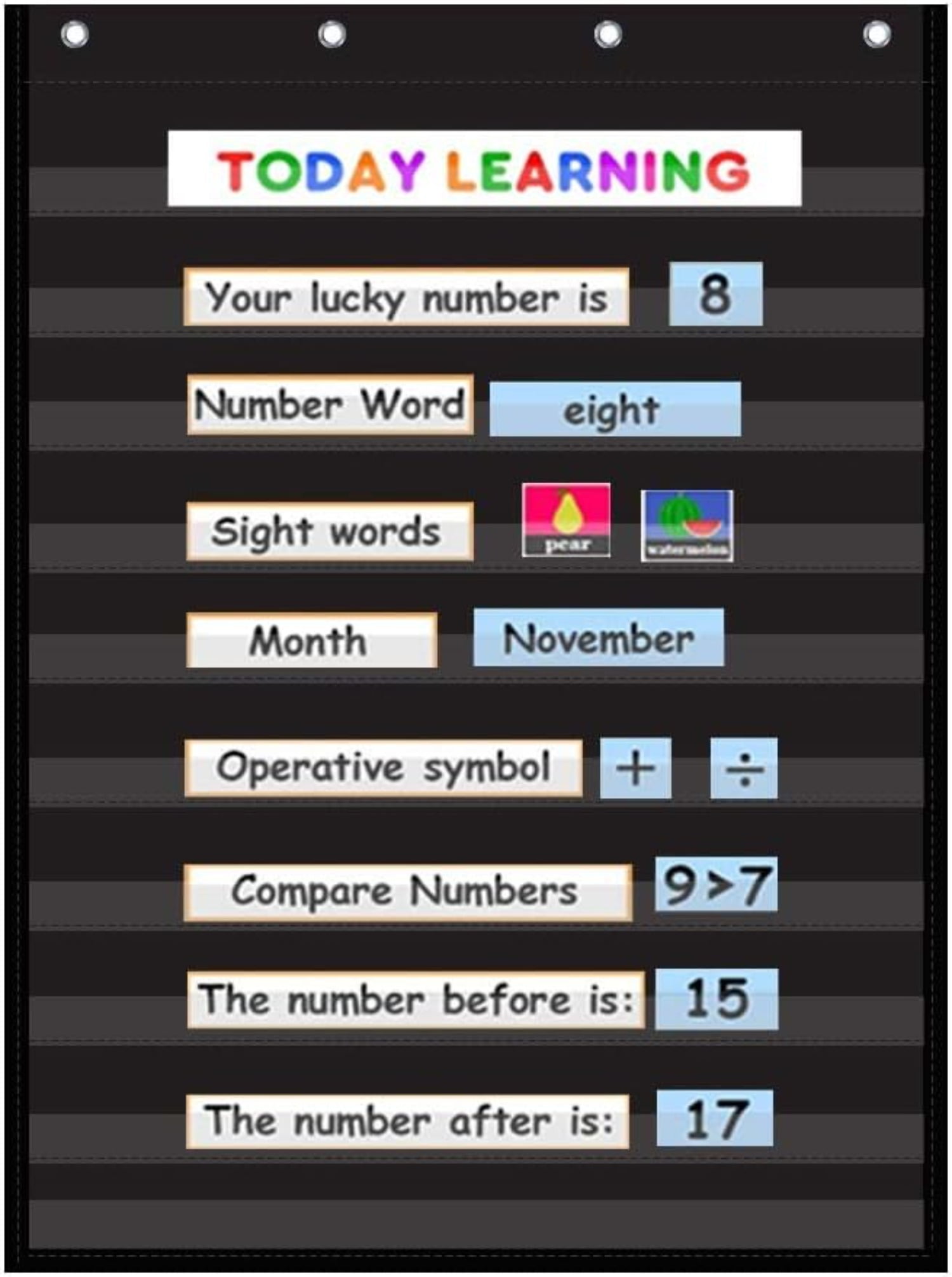 Standard Pocket Chart Clear 10 Pockets Chart for Classroom & Home Heavy ...