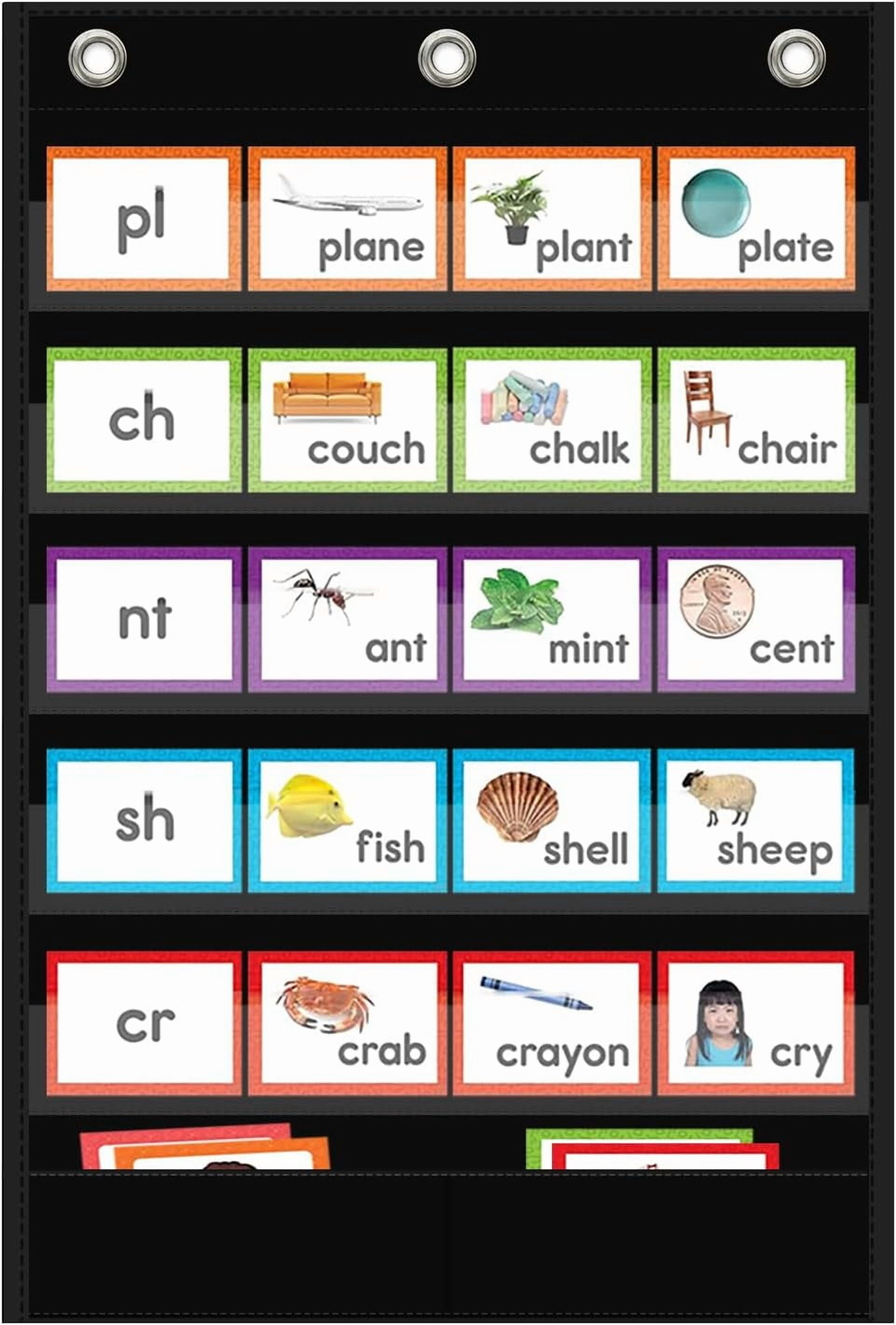 Standard Pocket Chart, Clear Words Chart with Extra Storage Pocket for ...