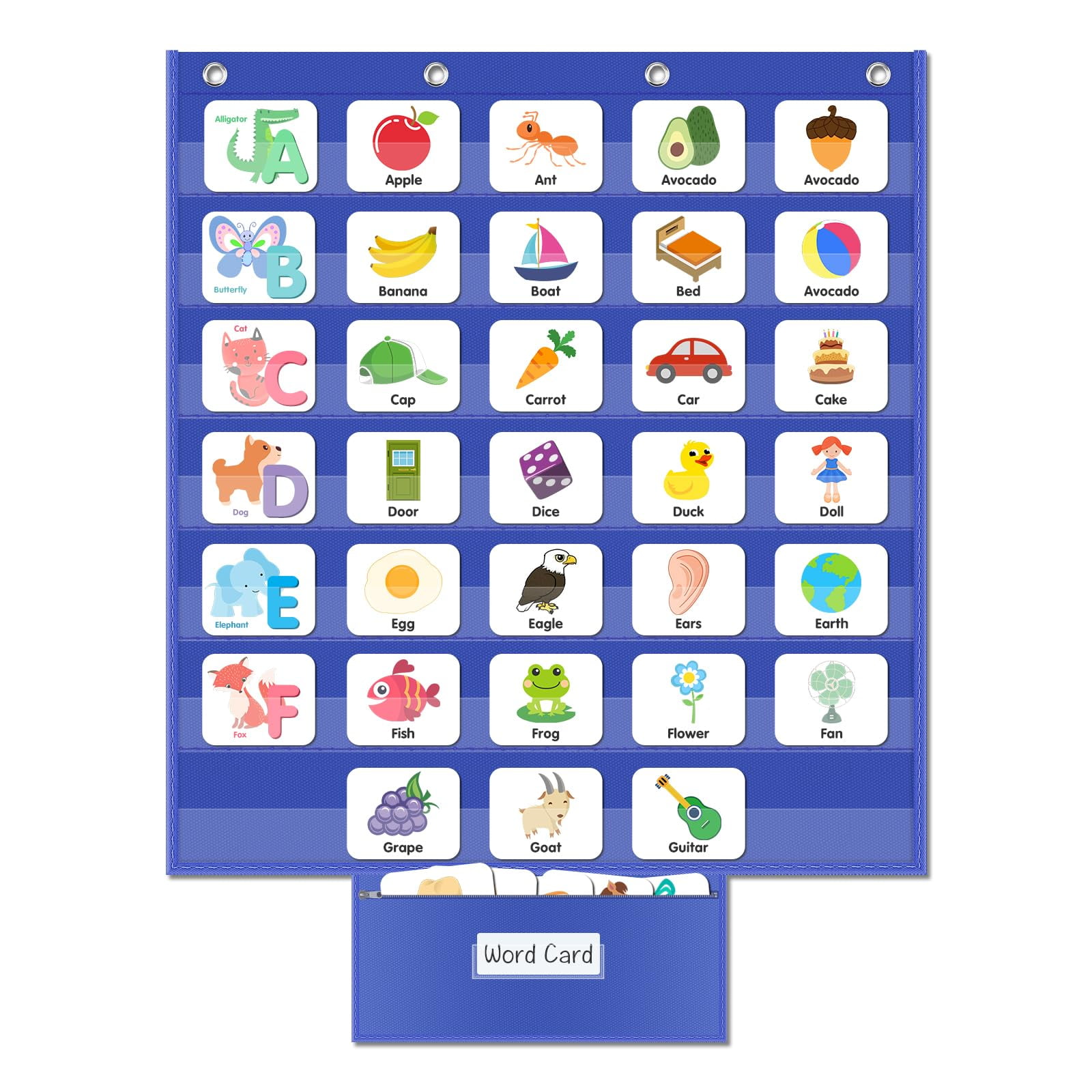 Standard Pocket Charts for Classroom, Clear 7 Pockets Words Chart with ...