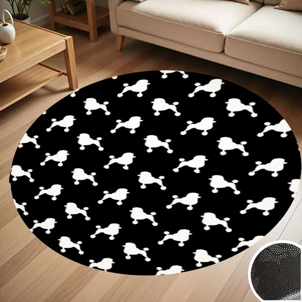 Standard Poodle Silhouette With Fancy Haircut Round Carpet Living Room ...