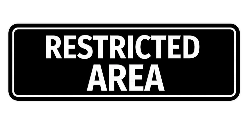 Standard Restricted Area Sign (Black) - Large - Walmart.com