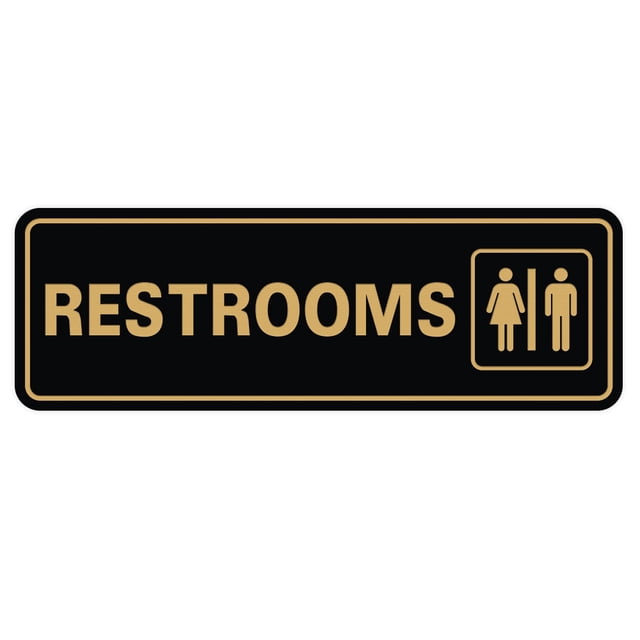 Standard Restrooms Sign - Black / Gold - Small 2" X 6" - Walmart ...