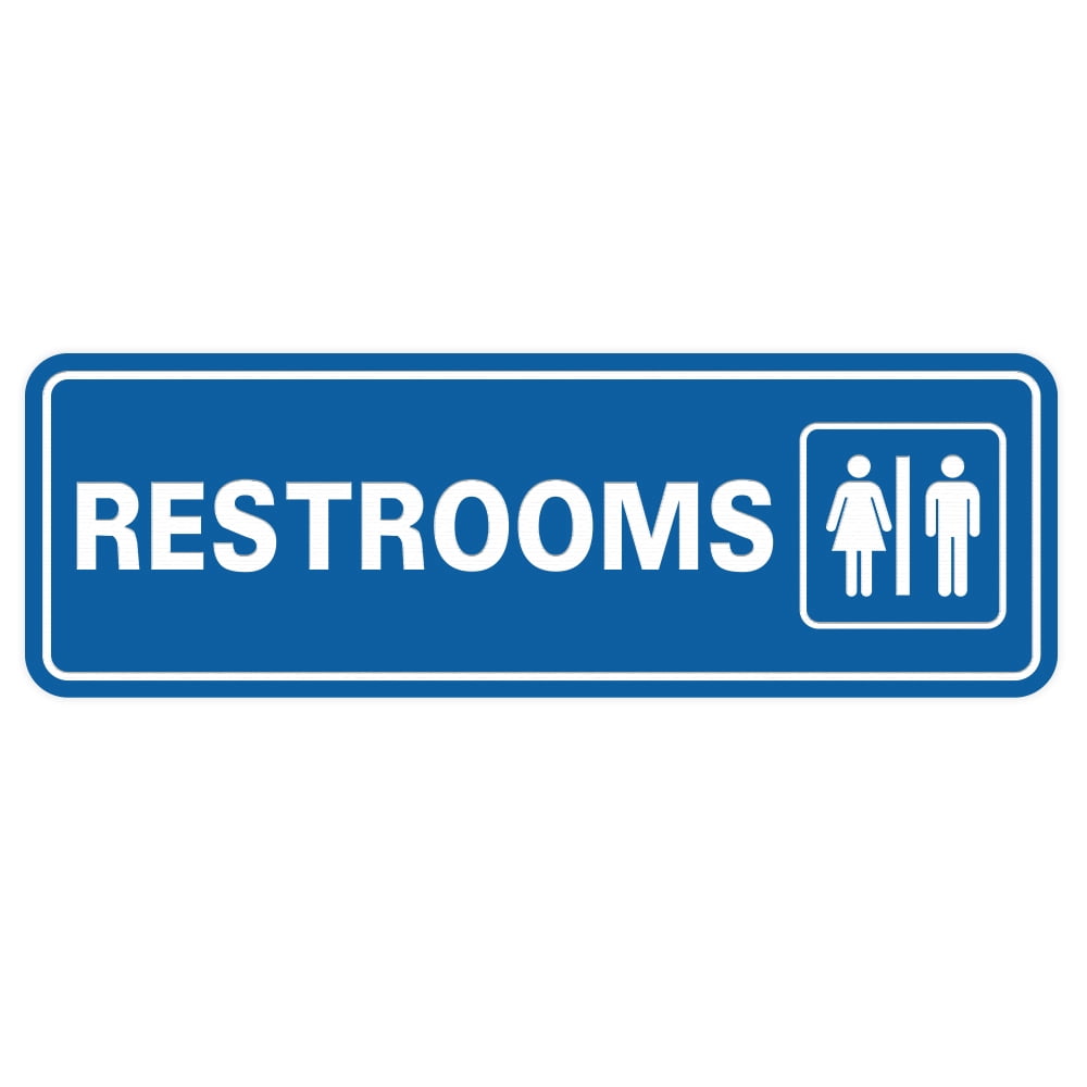 Standard Restrooms Sign - Blue - Large 3" X 9" - Walmart.com