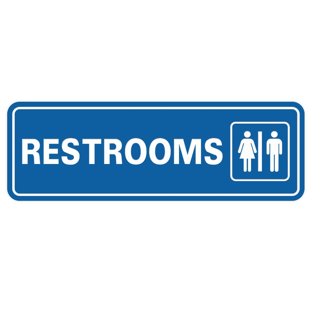 Standard Restrooms Sign - Blue - Small 2" X 6" - Walmart.com