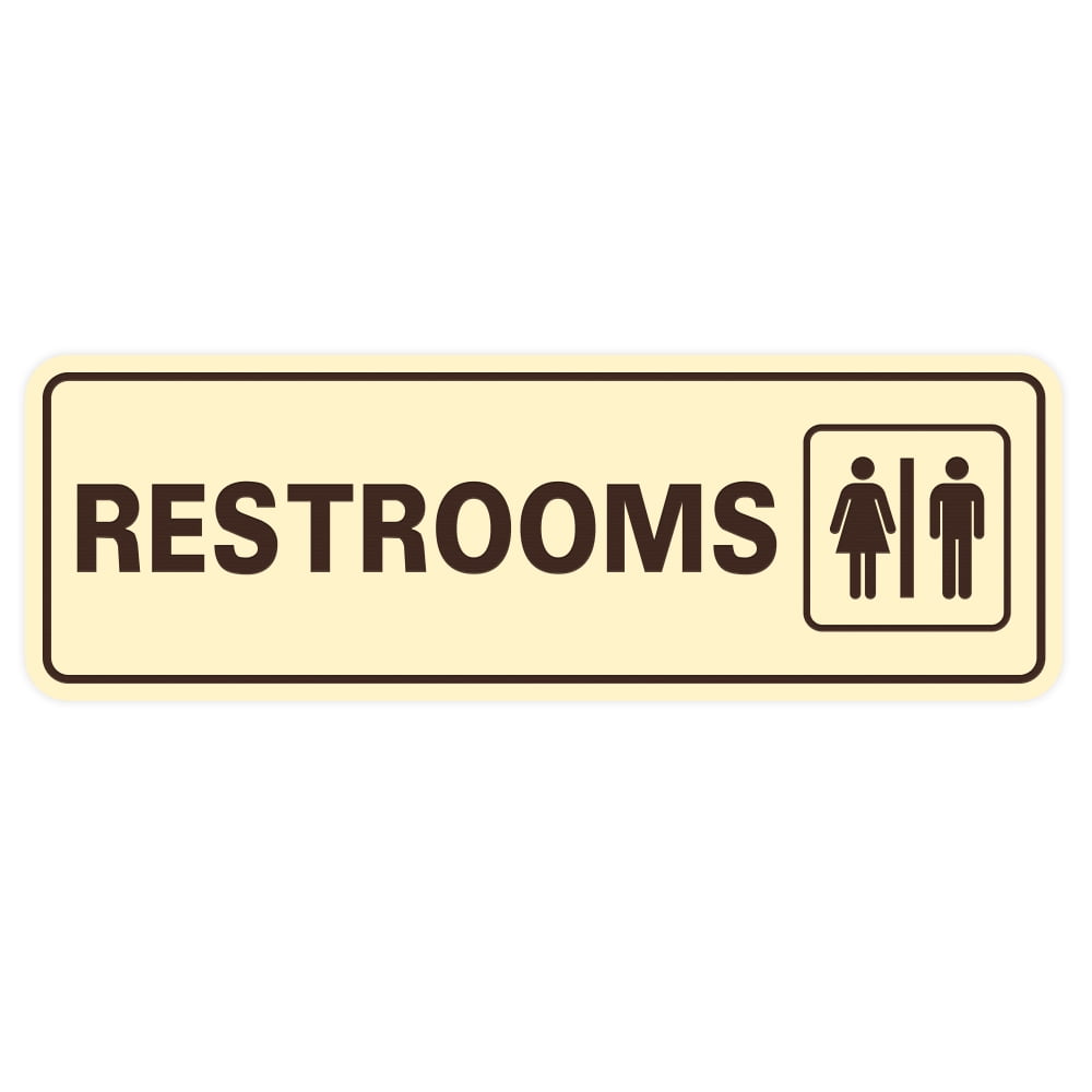 Standard Restrooms Sign - Ivory / Dark Brown - Large 3" X 9" - Walmart.com