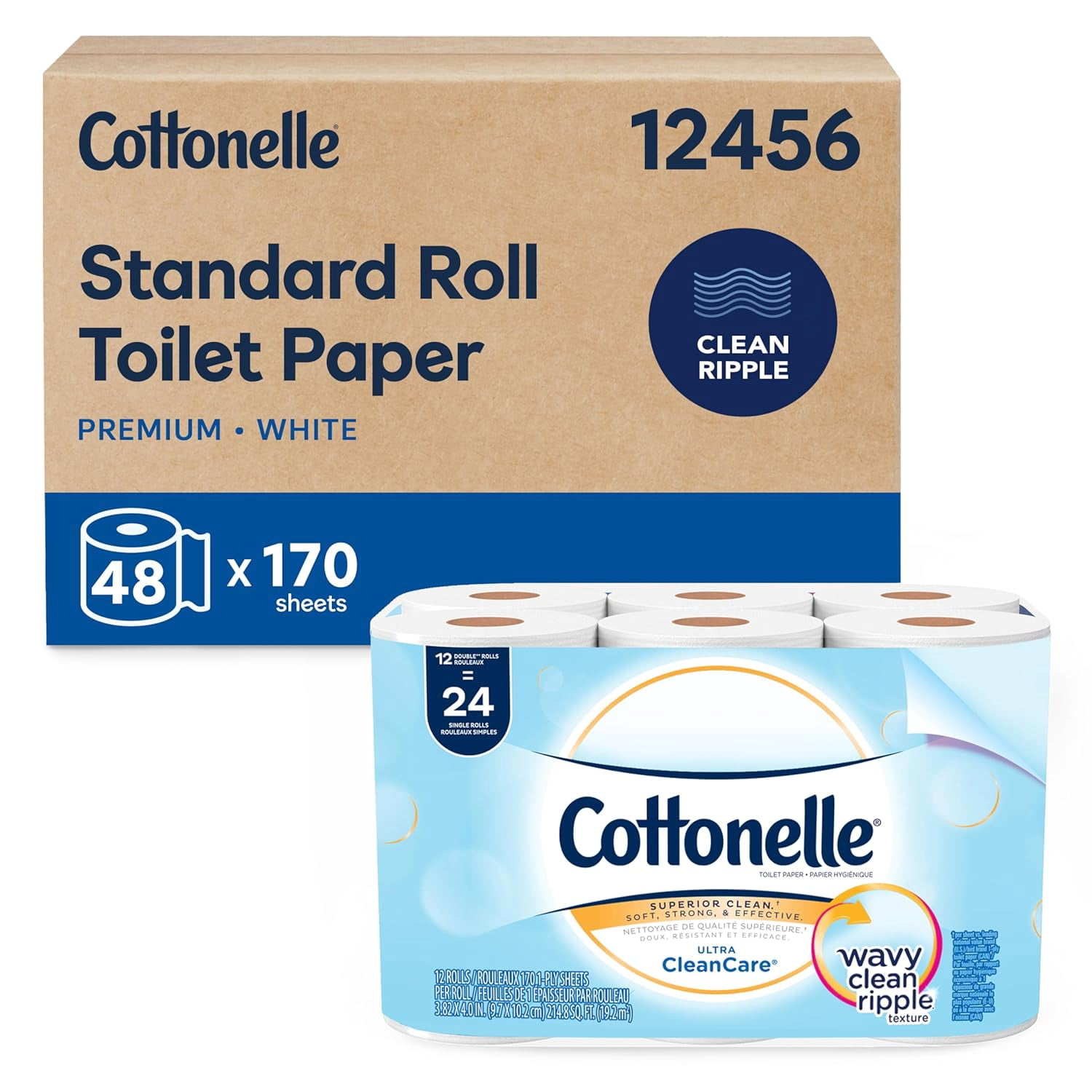 Standard Roll Toilet Paper, Bulk (12456), Ultra CleanCare Bathroom ...