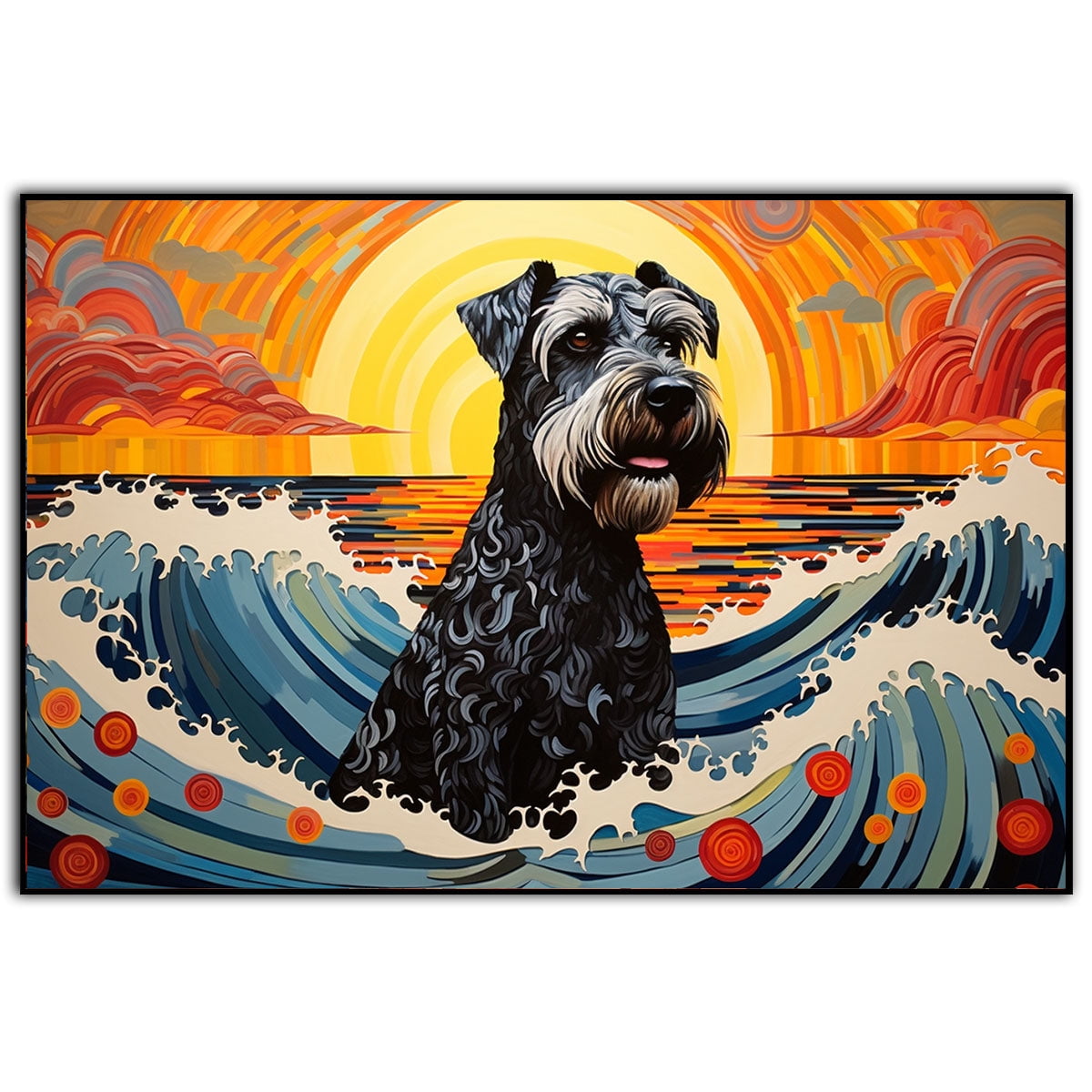 Standard Schnauzer Art Canvas Canvas Prints Wall Art Ocean Beach ...