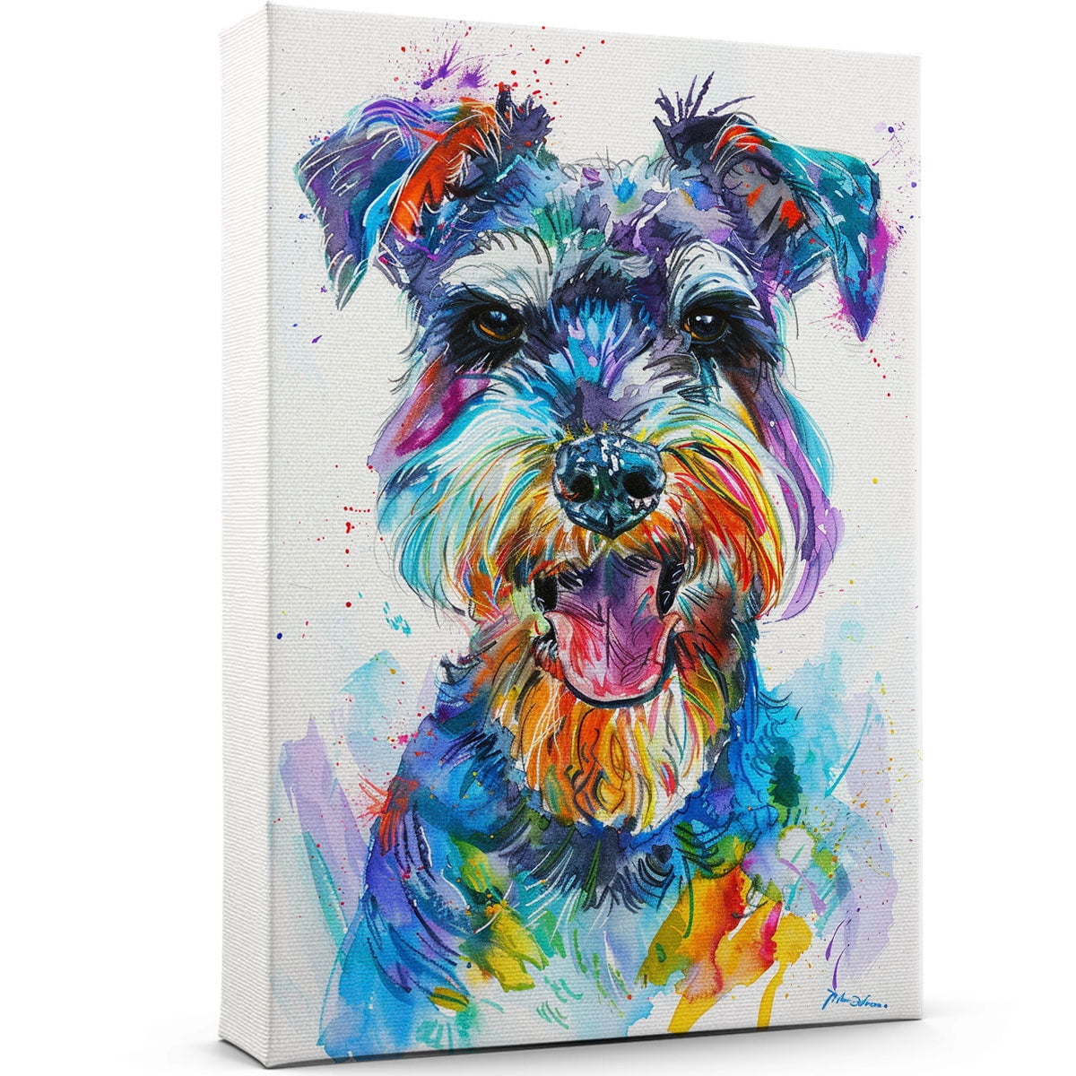 Standard Schnauzer Dog Canvas Wall Art Prints,Watercolor Dog Art Canvas ...