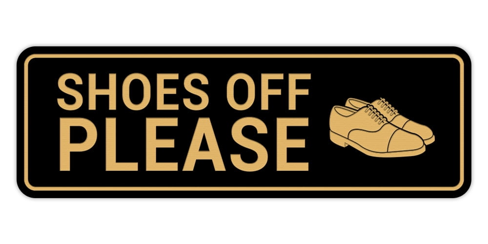 Standard Shoes Off Please (Classic Shoes) Sign (Black Gold) - Medium ...