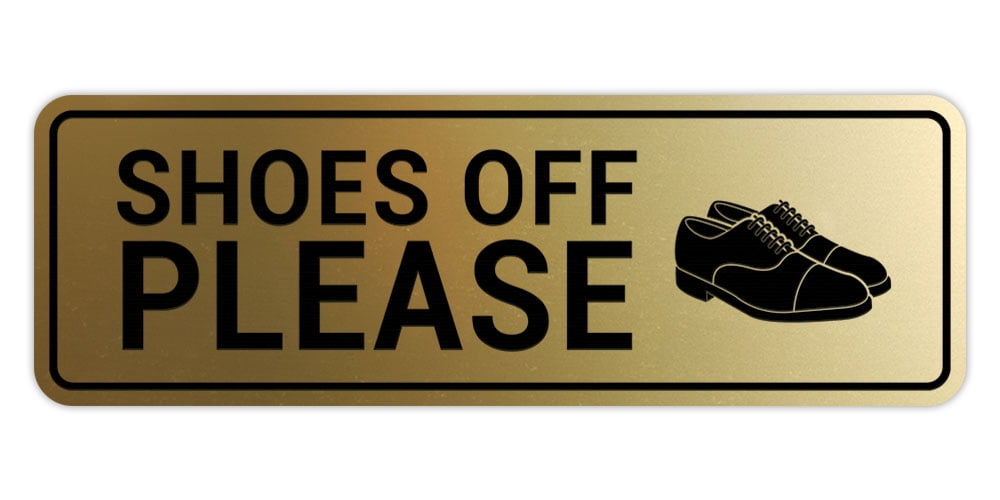 Standard Shoes Off Please (Classic Shoes) Sign (Brushed Gold) - Large ...
