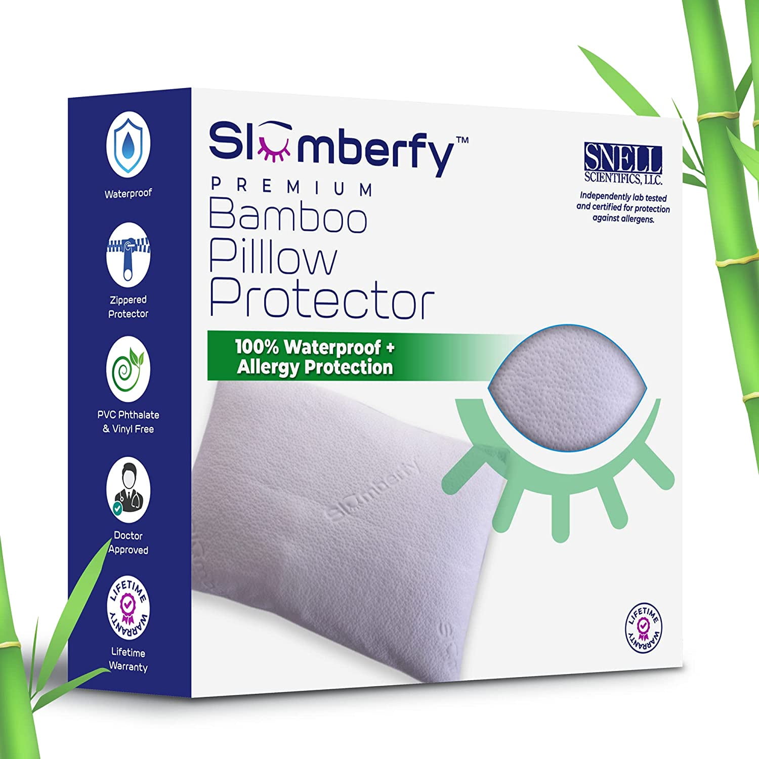 Standard Size Waterproof Bamboo Pillow Protector by Slumberfy - Premium ...