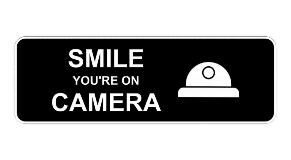 Standard Smile You're On Camera Sign (Black) - Large - Walmart.com