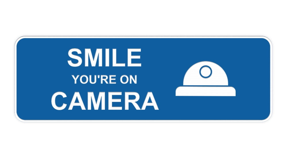 Standard Smile You're On Camera Sign (Blue) - Large - Walmart.com