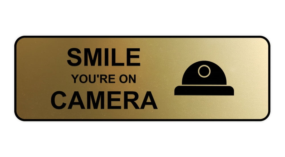 Standard Smile You're On Camera Sign (Brushed Gold) - Large - Walmart.com