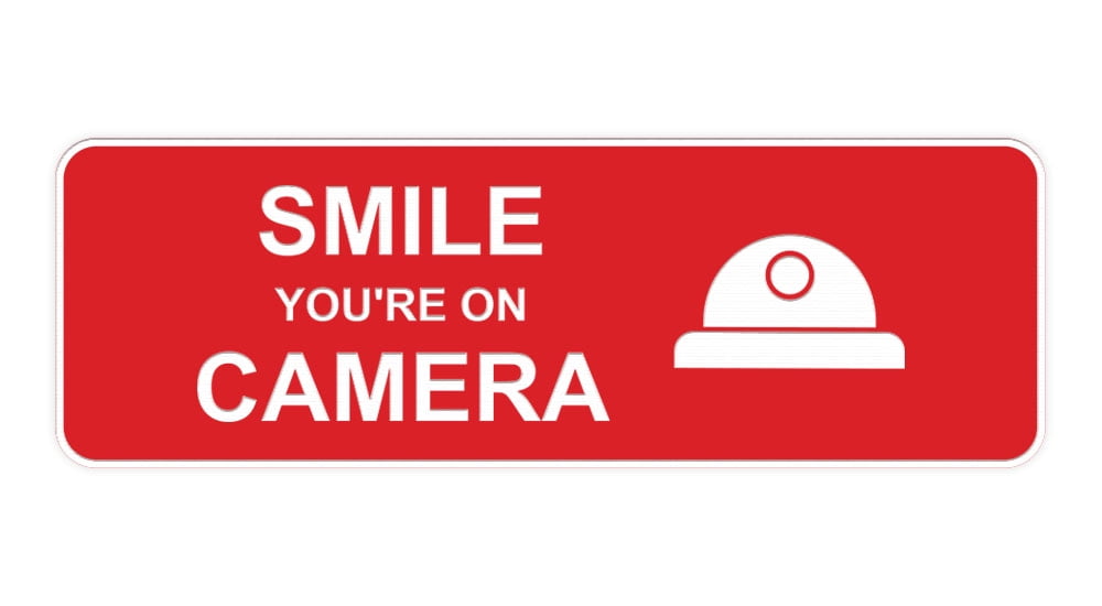 Standard Smile You're On Camera Sign (Red) - Large - Walmart.com