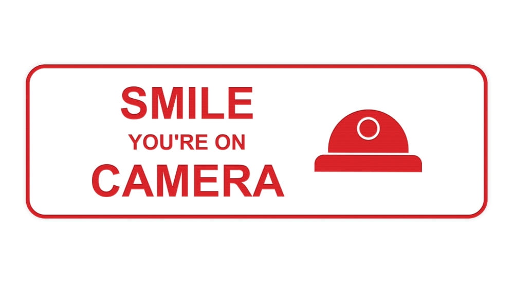 Standard Smile You're On Camera Sign (White/Red) - Medium - Walmart.com