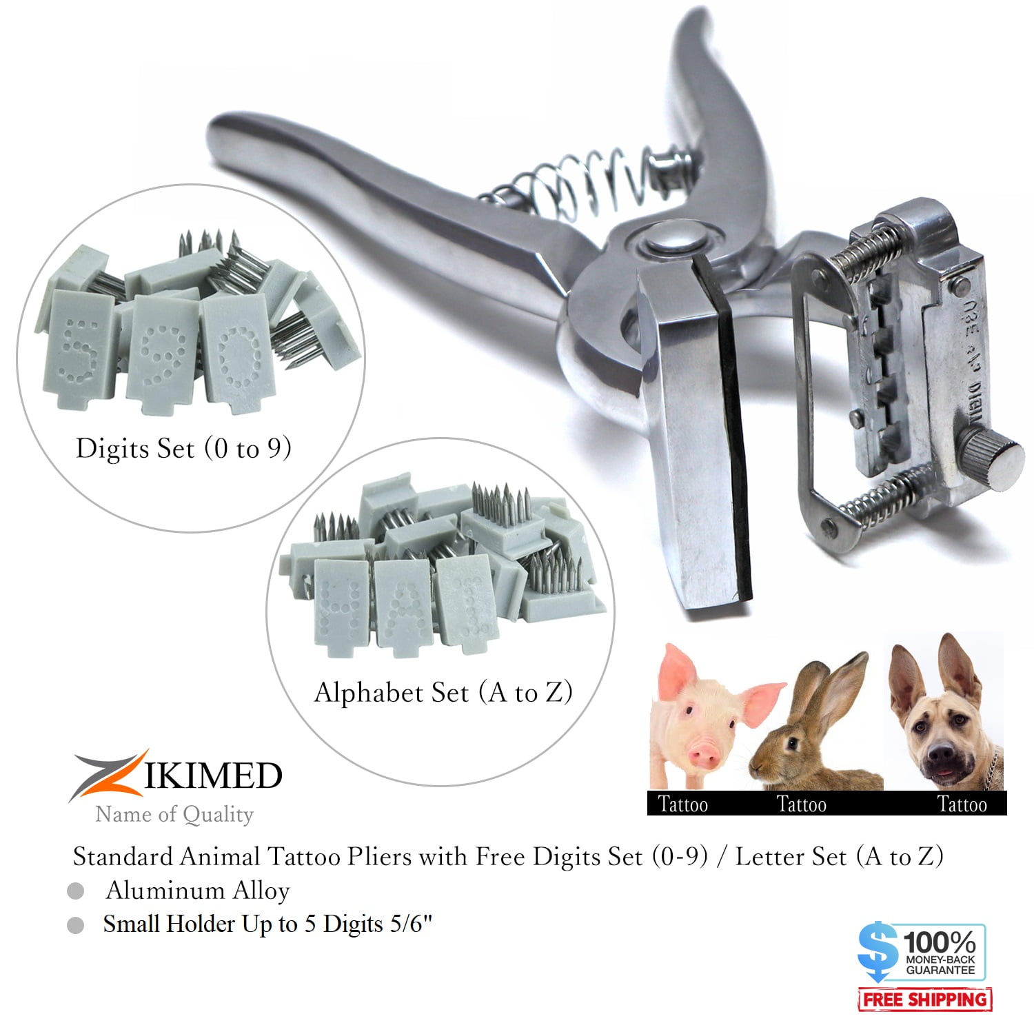 Standard Tattoo 5/16" 5 Digits Marking Pliers for Livestock Animal ...