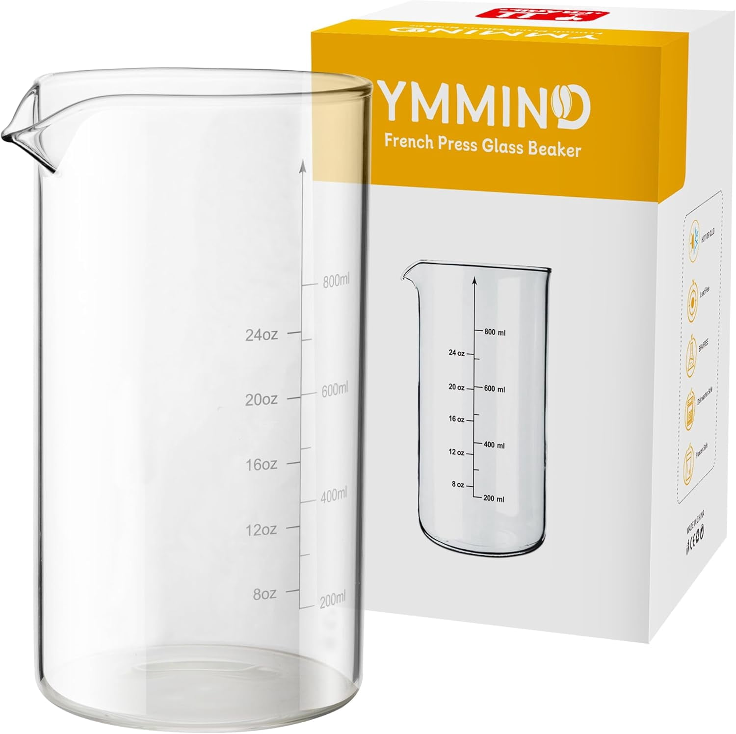 Standard Universal Design 34 oz French Press Replacement Glass Beaker ...