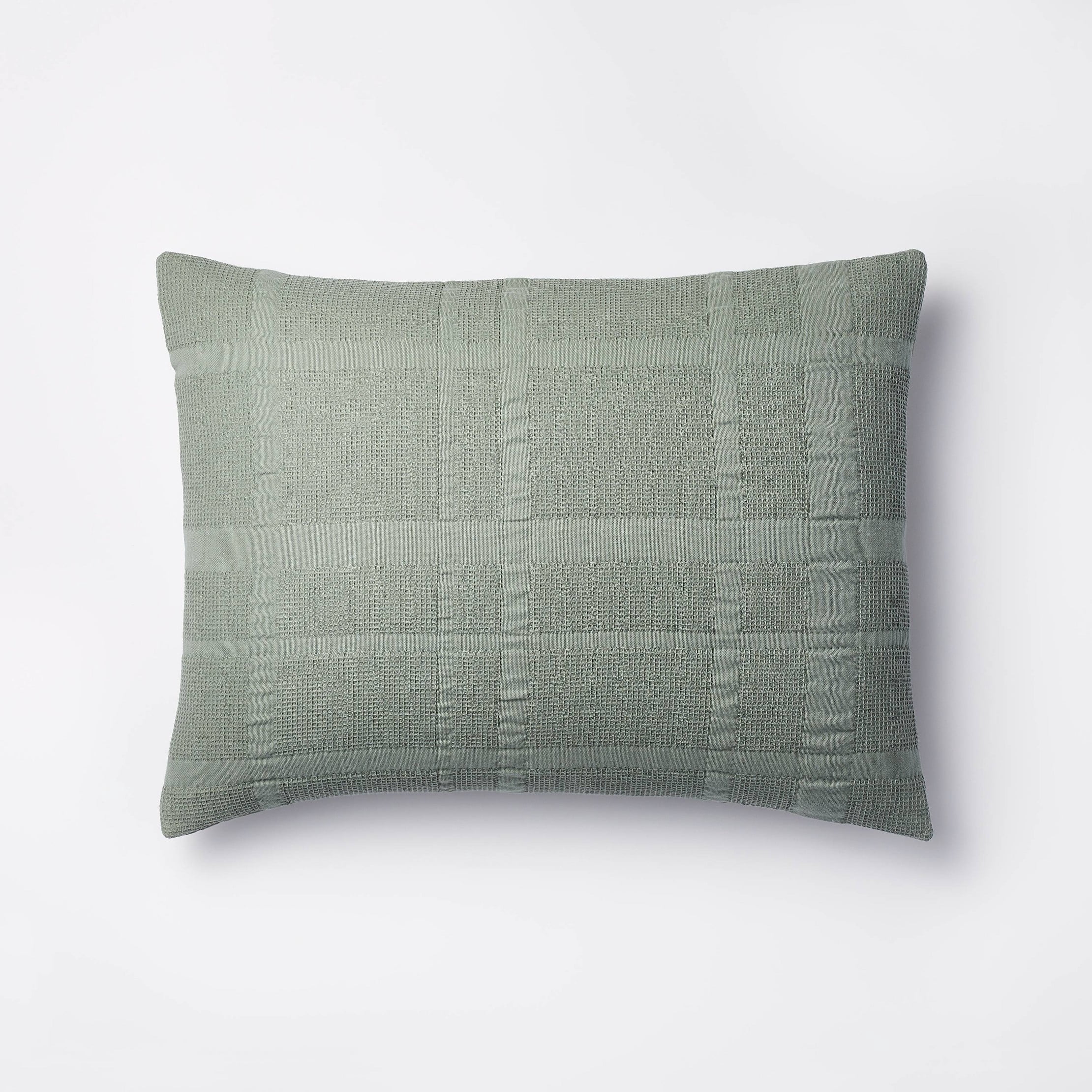 Standard Waffle Matelasse Quilt Sham Light Teal Green - Cotton Texture ...