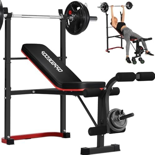Standard Weight Bench with Leg Extension and Leg Curl, Adjustable Bench ...