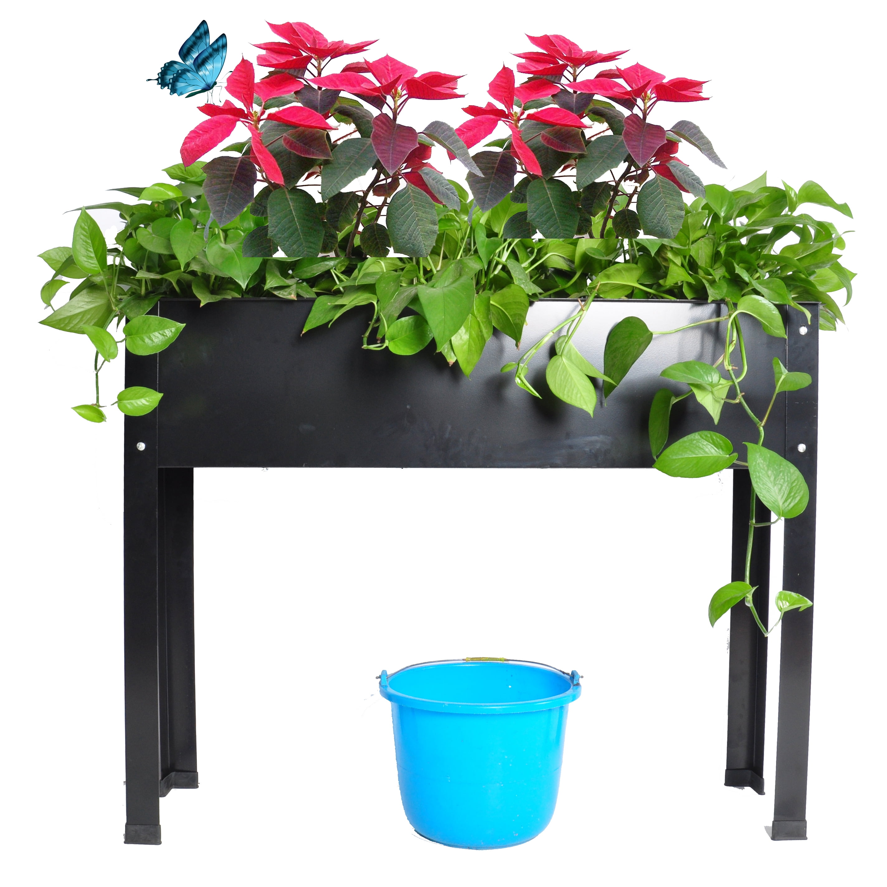 Standard size elevated garden bed, metal elevated outdoor flowerpot box ...