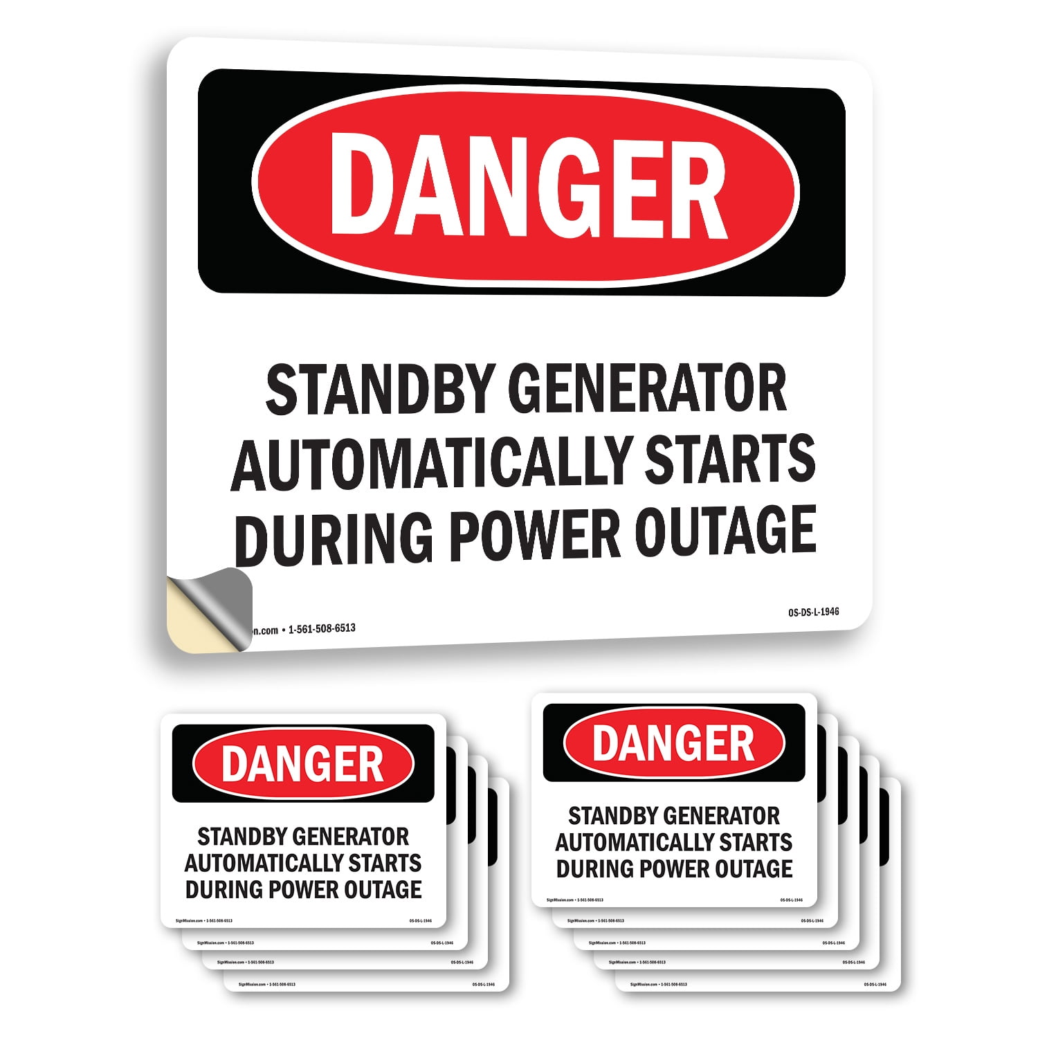 Standby Generator Automatically Starts During OSHA Danger Vinyl Decal ...